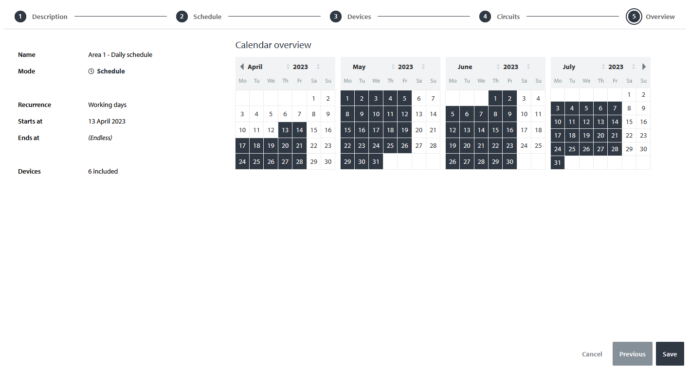 Area schedules – Leanheat® Monitor