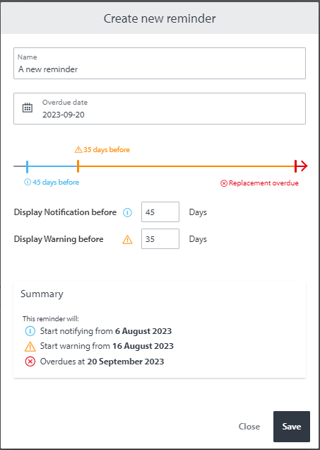 Reminders – Leanheat® Monitor