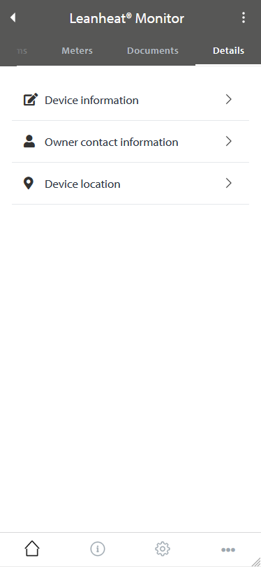 Device details in mobile view – Leanheat® Monitor